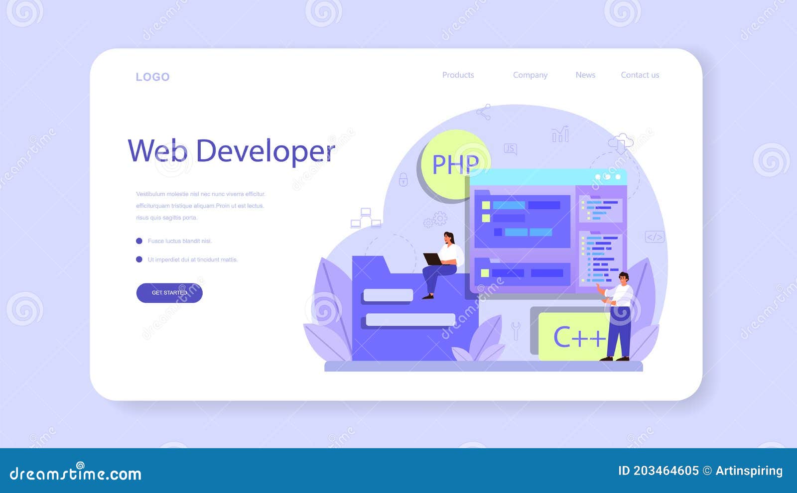 Back End Development Web Banner or Landing Page. Software Development ...