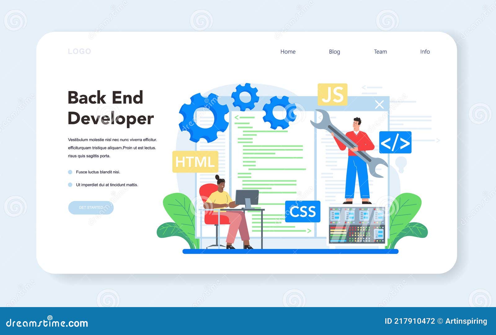 Back End Development Web Banner or Landing Page. Software Development Stock Vector ...