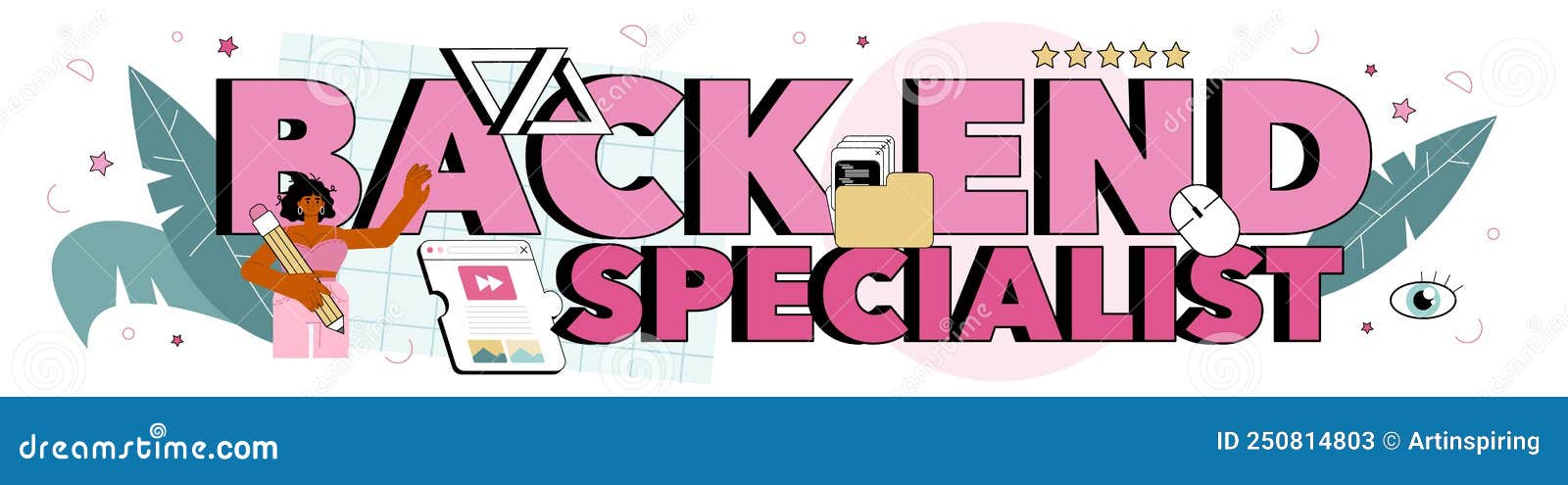 Back End Specialist Typographic Header. Software Development Stock ...