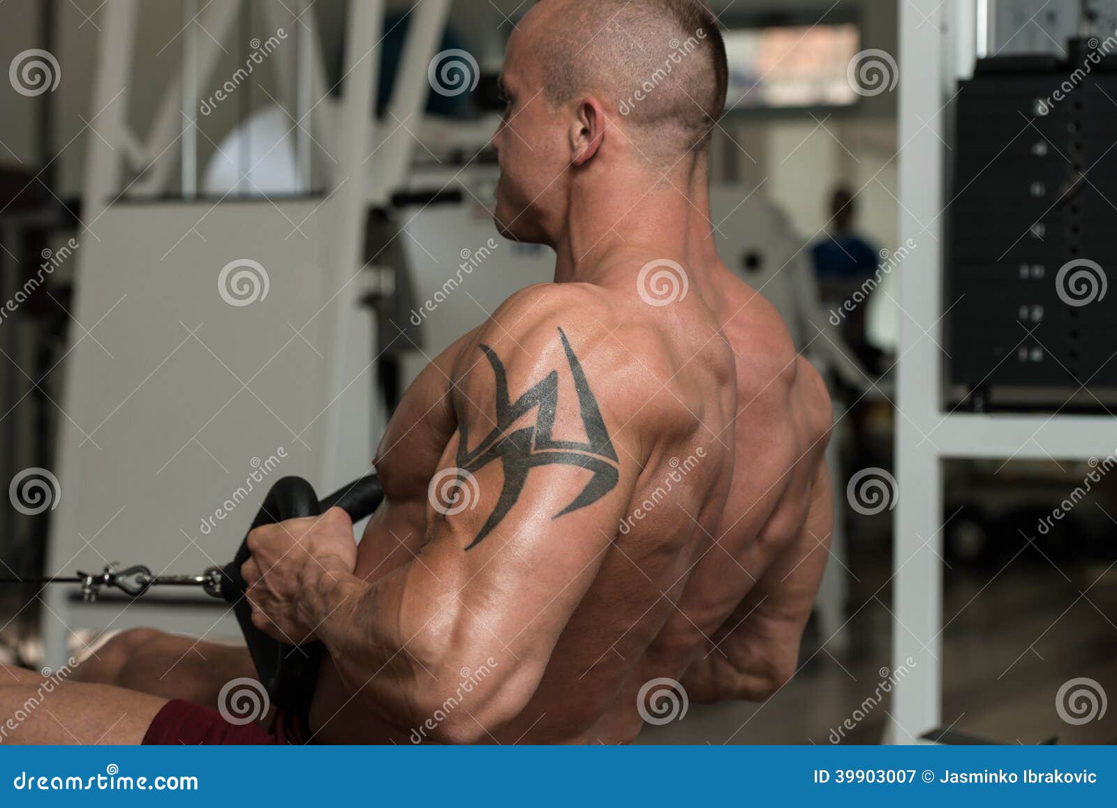 Back Exercises on a Seated Row Machine Stock Image - Image of back ...