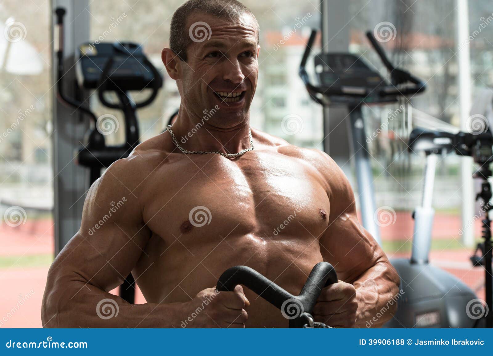 Back Exercises on a Seated Row Machine Stock Photo - Image of club ...