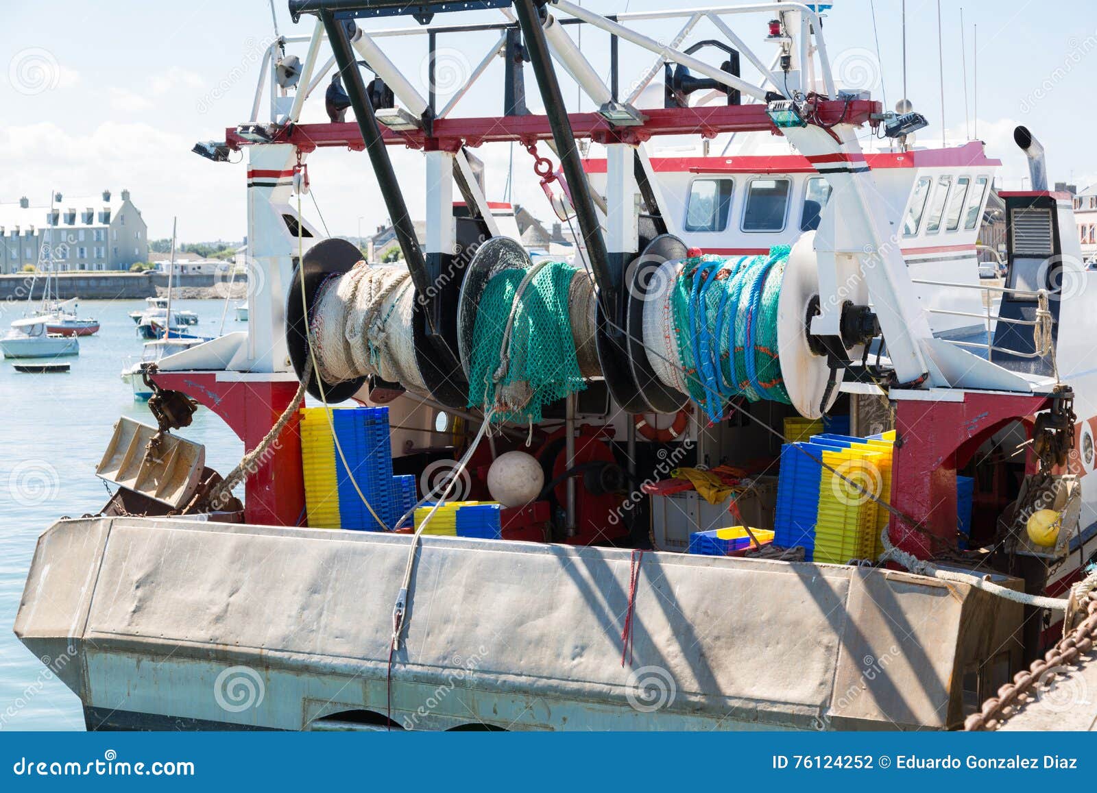 Back of a fishing boat stock photo. Image of network - 76124252