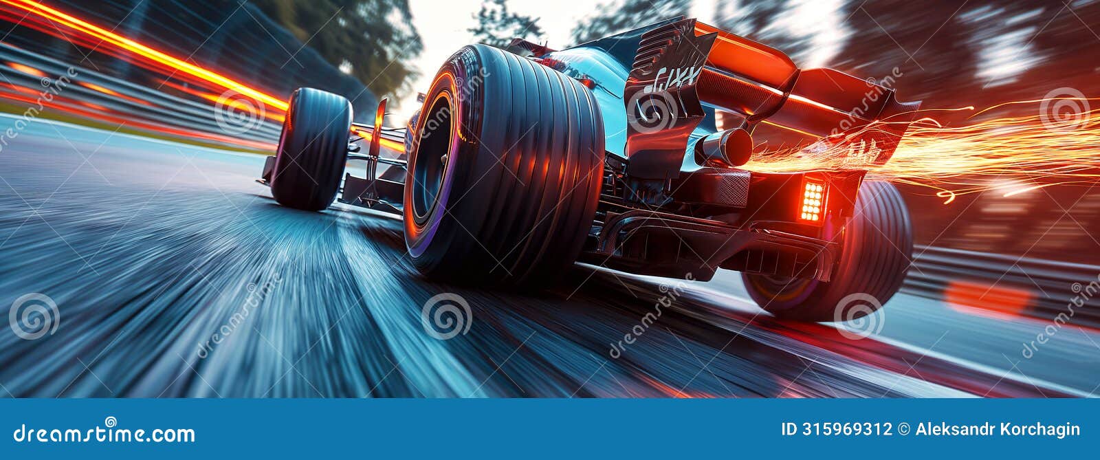 Back of Formula One Racing Car Fast Driving on Race Track Stock Photo ...