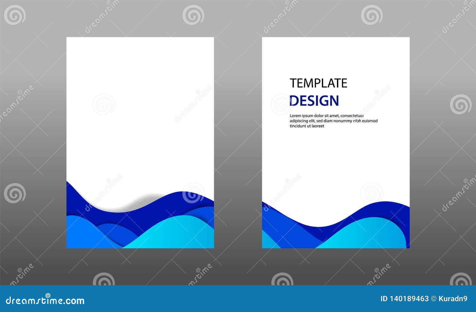 Back and Front Document Mock Up and Cover Template, Wave Fluid Blue ...