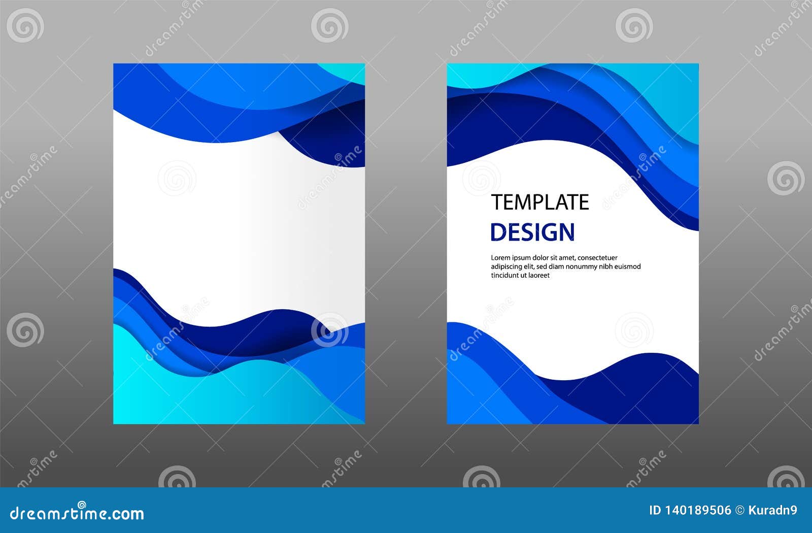 Back and Front Document Mock Up and Cover Template, Wave Fluid Blue ...
