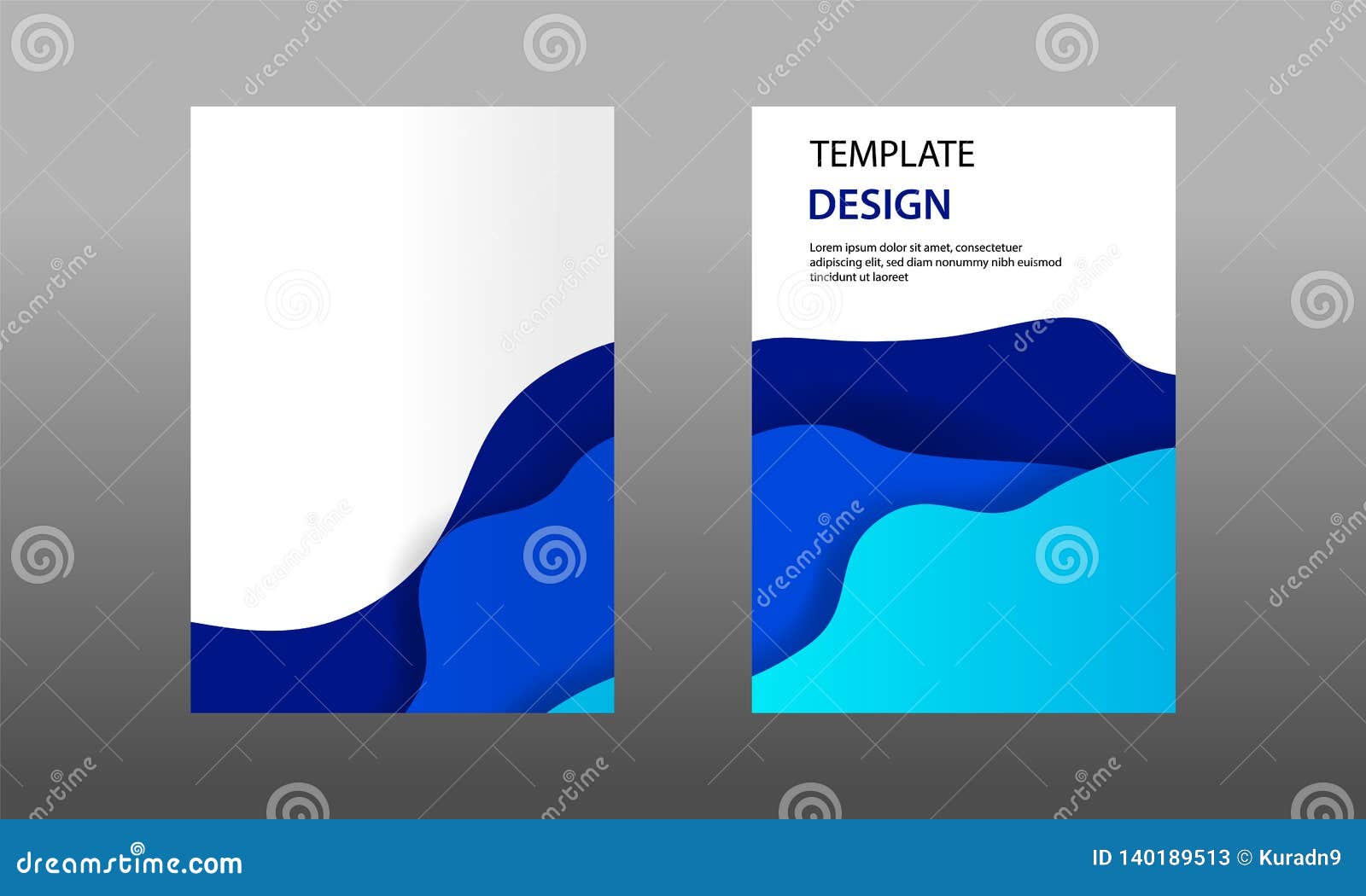 Back and Front Document Mock Up and Cover Template, Wave Fluid Blue ...