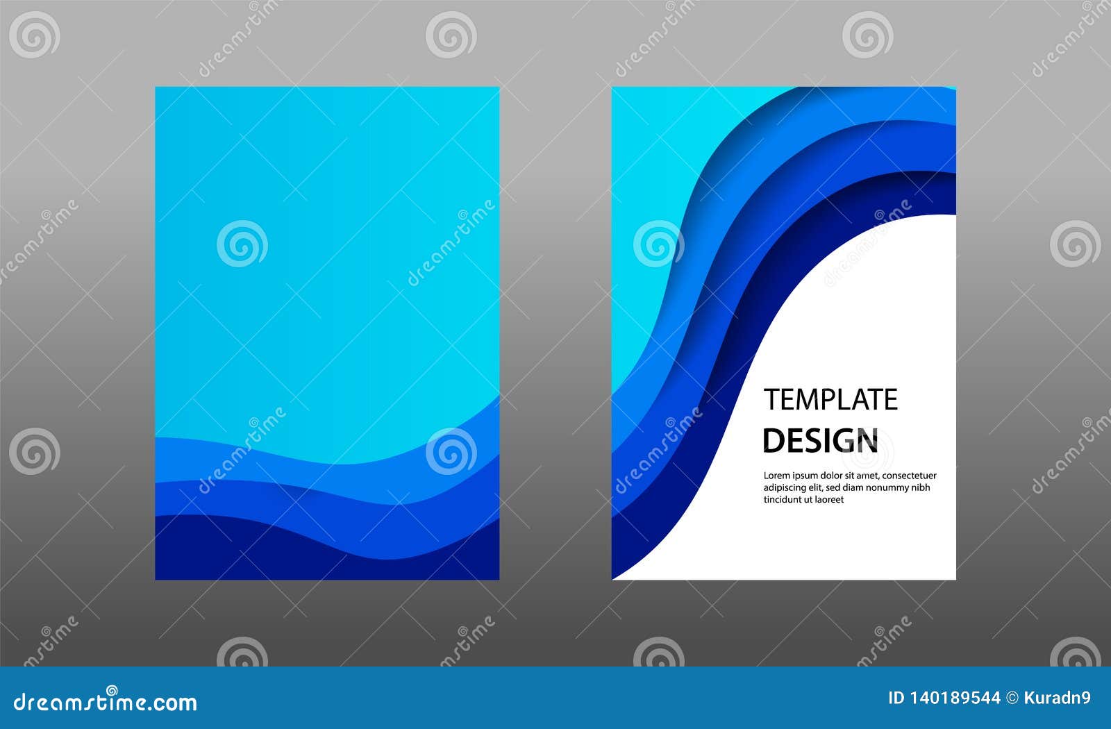 Back and Front Document Mock Up and Cover Template, Wave Fluid Blue ...