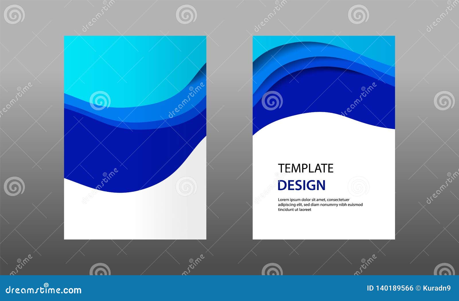 Back and Front Document Mock Up and Cover Template, Wave Fluid Blue ...