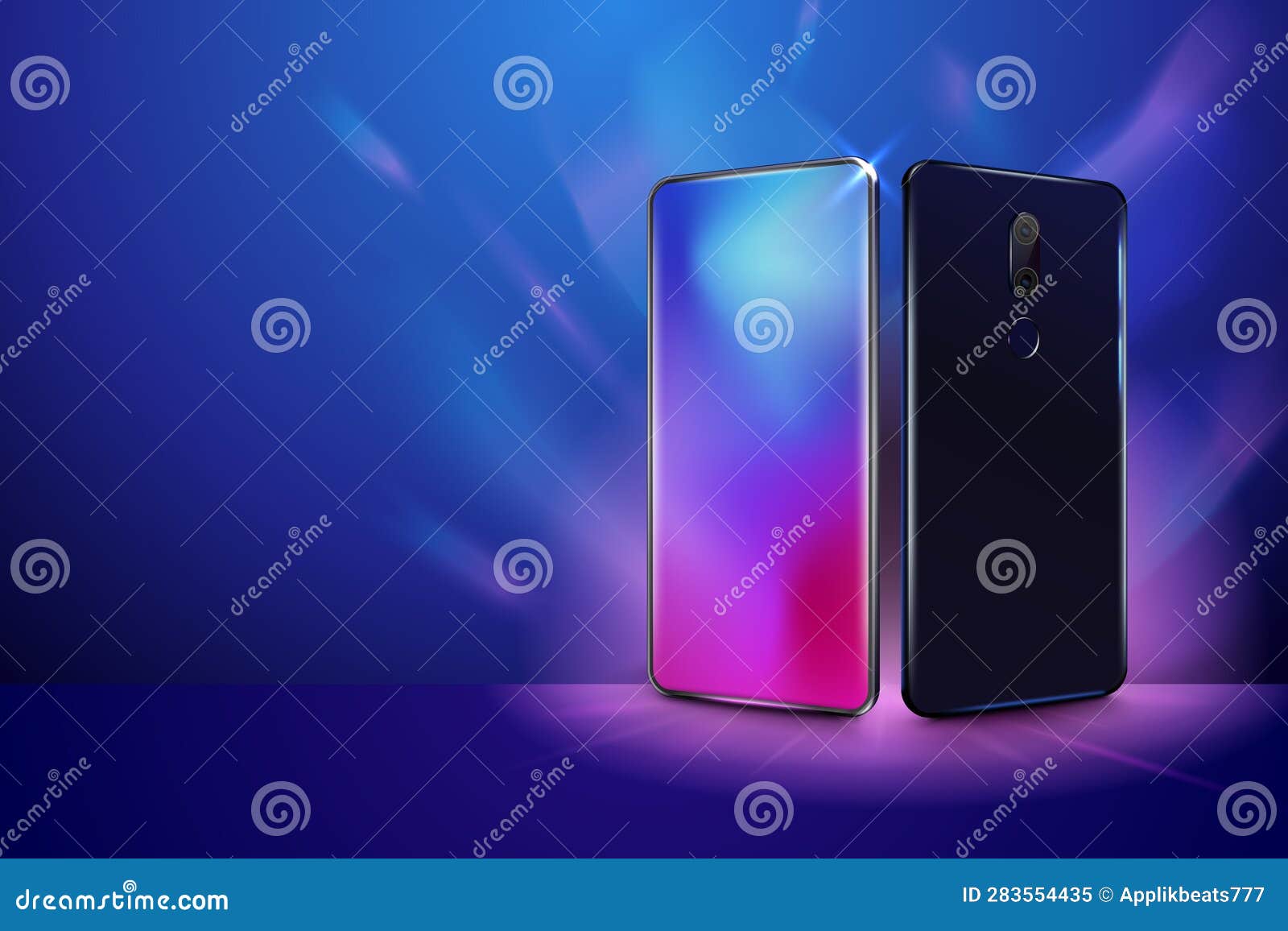 Back and Front Smartphone View. Realistic Mobile Phone in Different ...