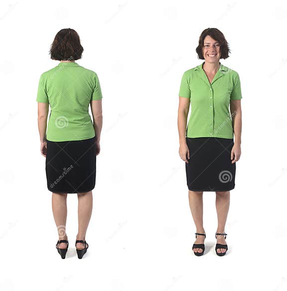 Back and Front with a Woman on White Stock Photo - Image of middle ...