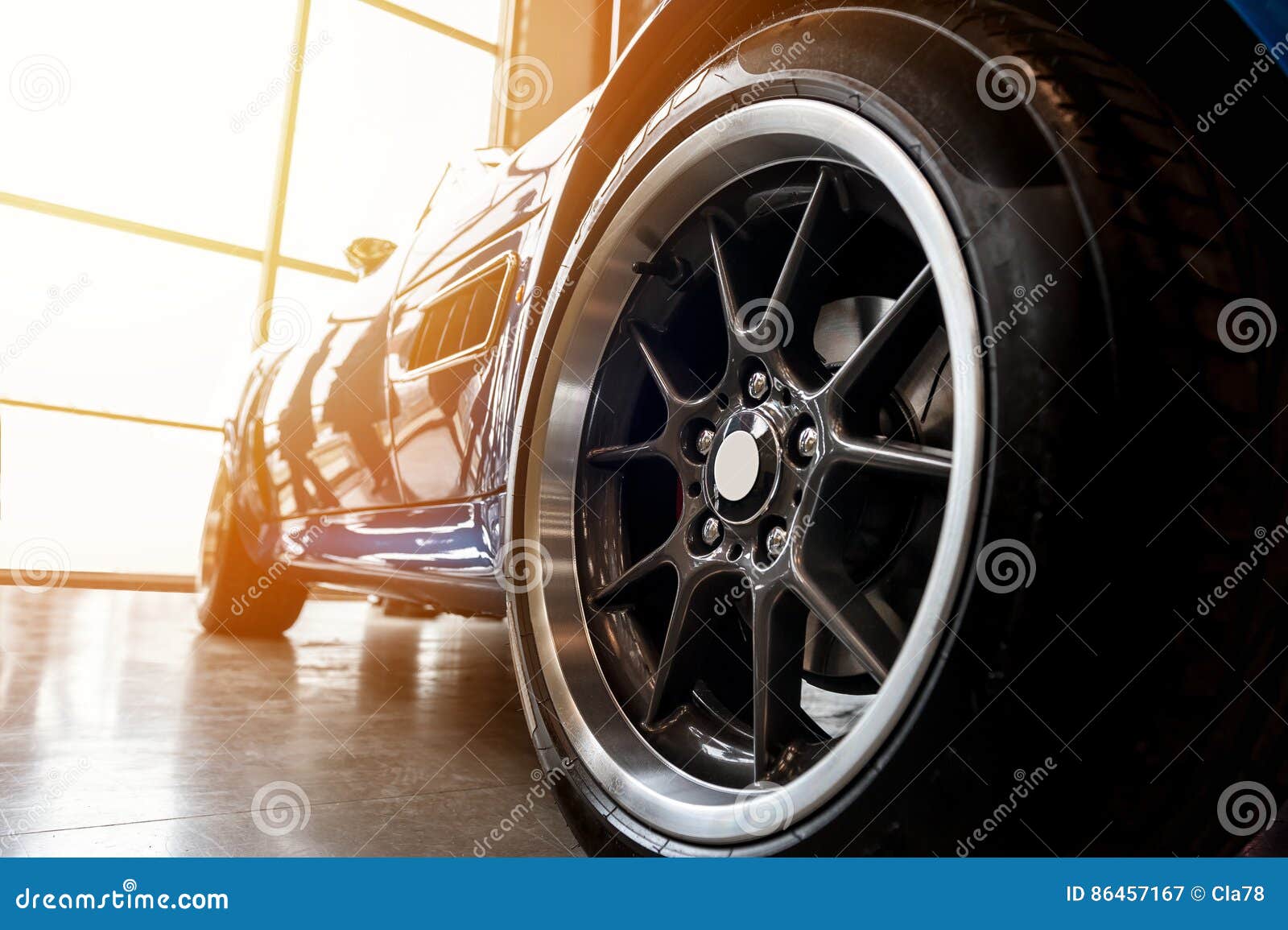 Back of a Generic Blue Sport Car Stock Image - Image of light, chrome ...