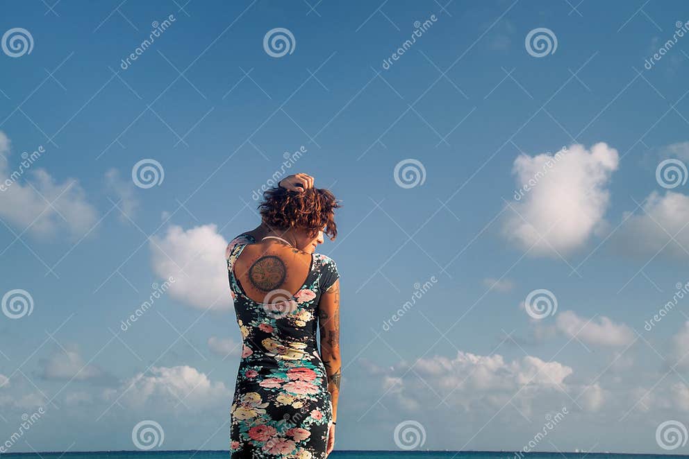 Back girl stock image. Image of tanned, vacation, beach - 99075547