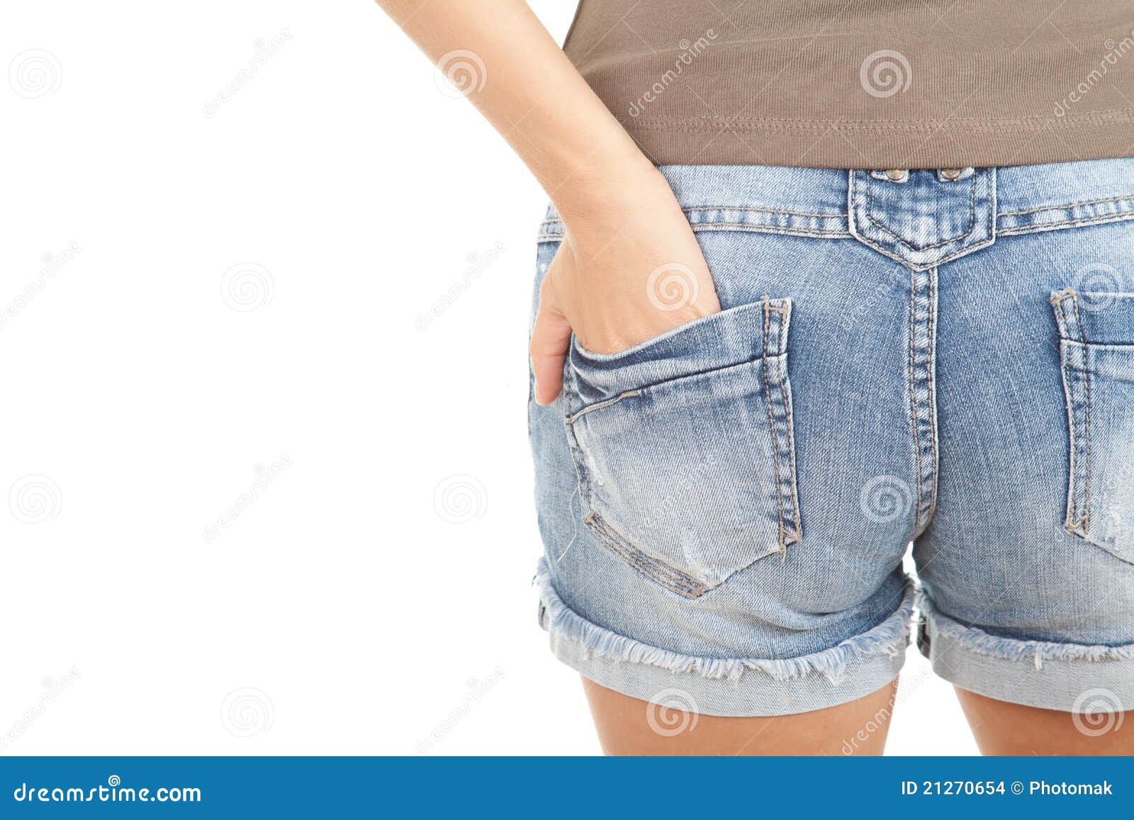 Back of Girl in Jeans Shorts Stock Photo - Image of blue, attitude ...