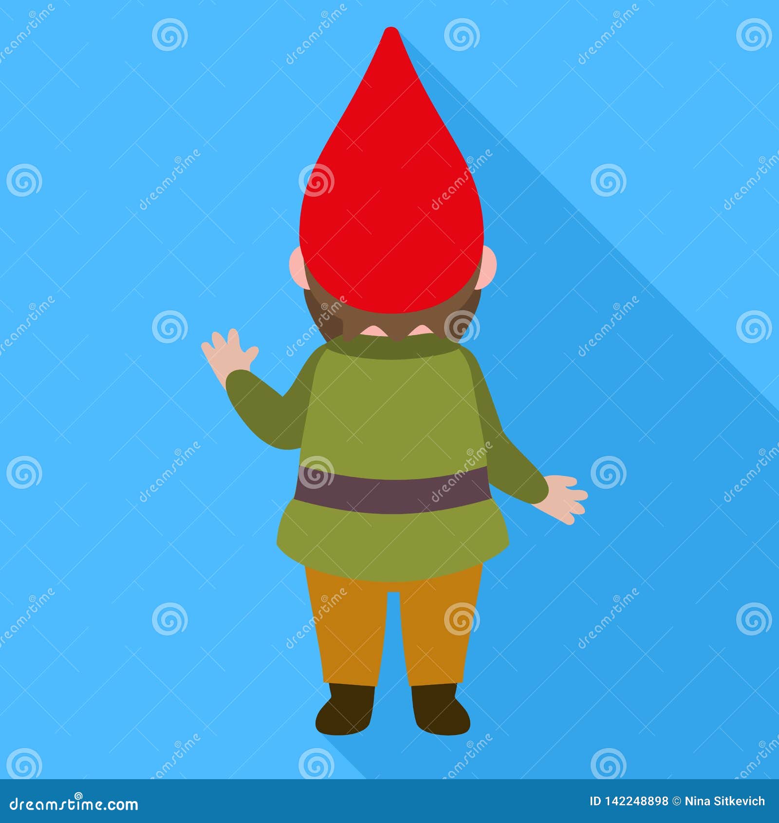 Back of Gnome Icon, Flat Style Stock Vector - Illustration of back ...