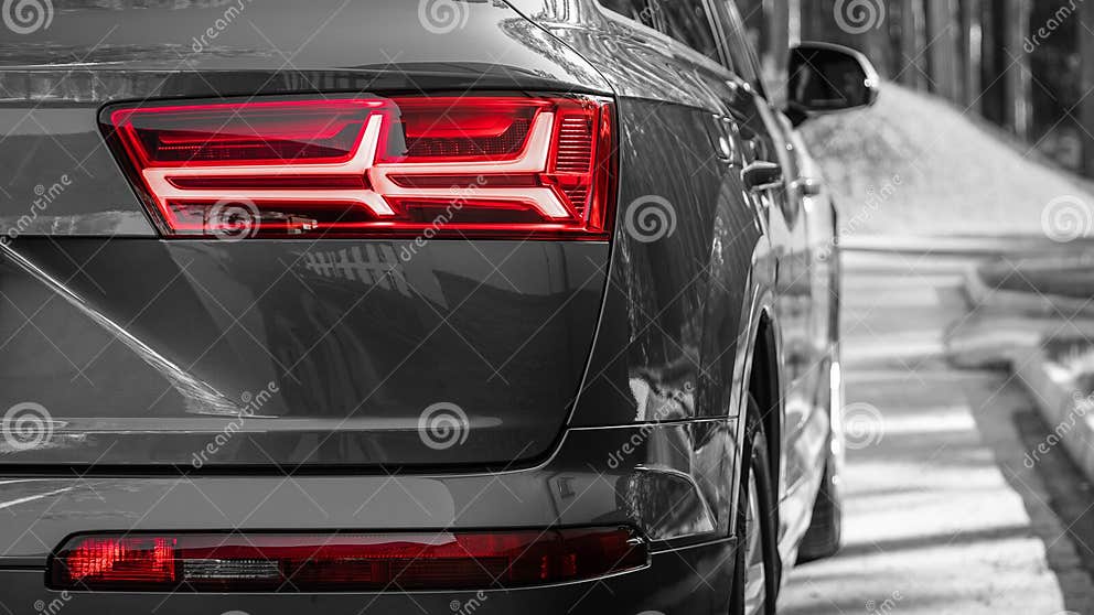 The Back of a Gray Expensive Crossover Car Stock Image - Image of back ...