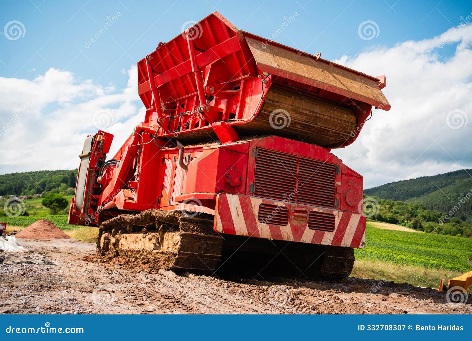 Back of a Heavy Grinder Utility Machine Vehicle on a Construction Site ...