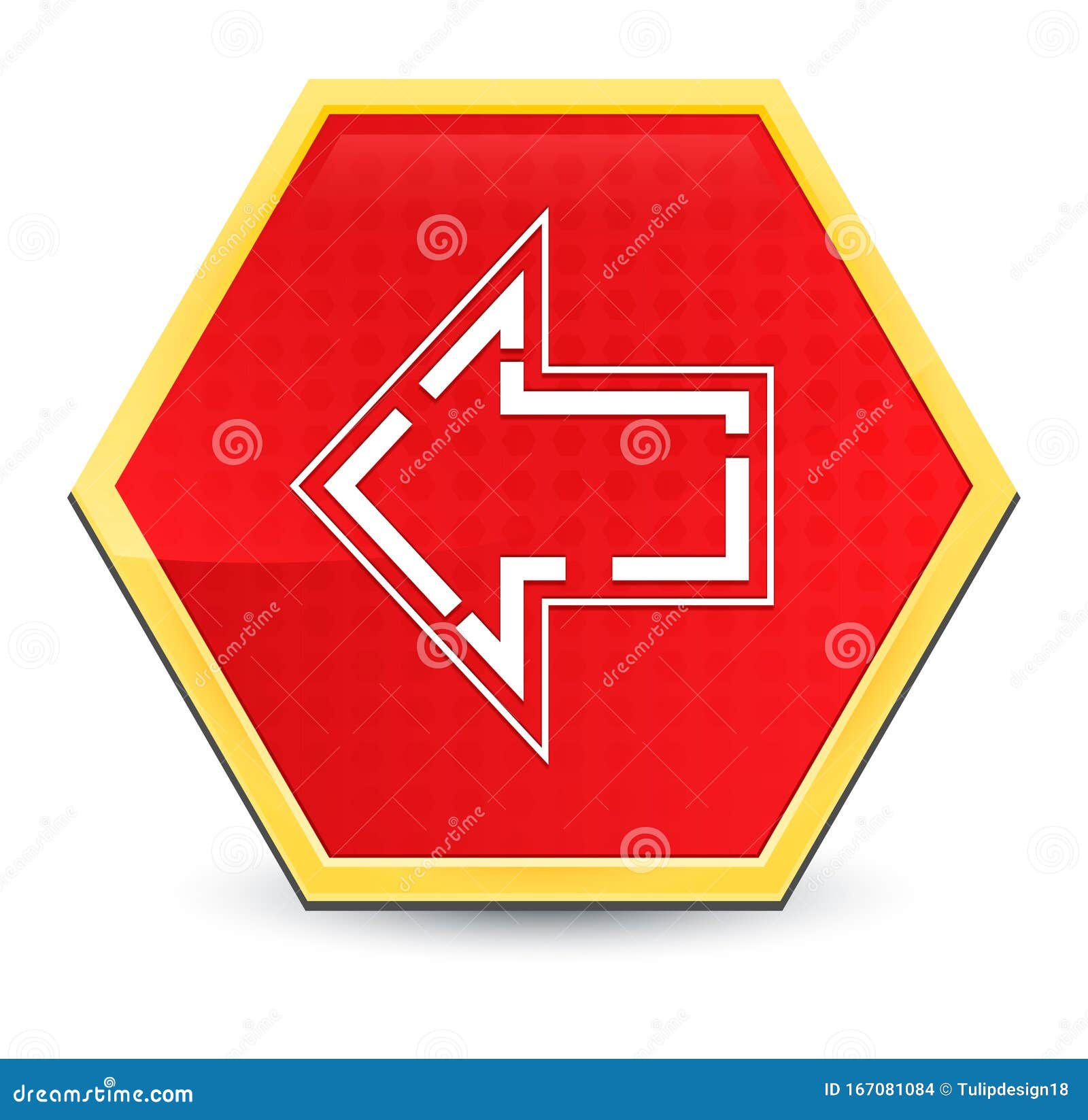 Back Icon Abstract Red Hexagon Button Bright Yellow Frame Elegant ...