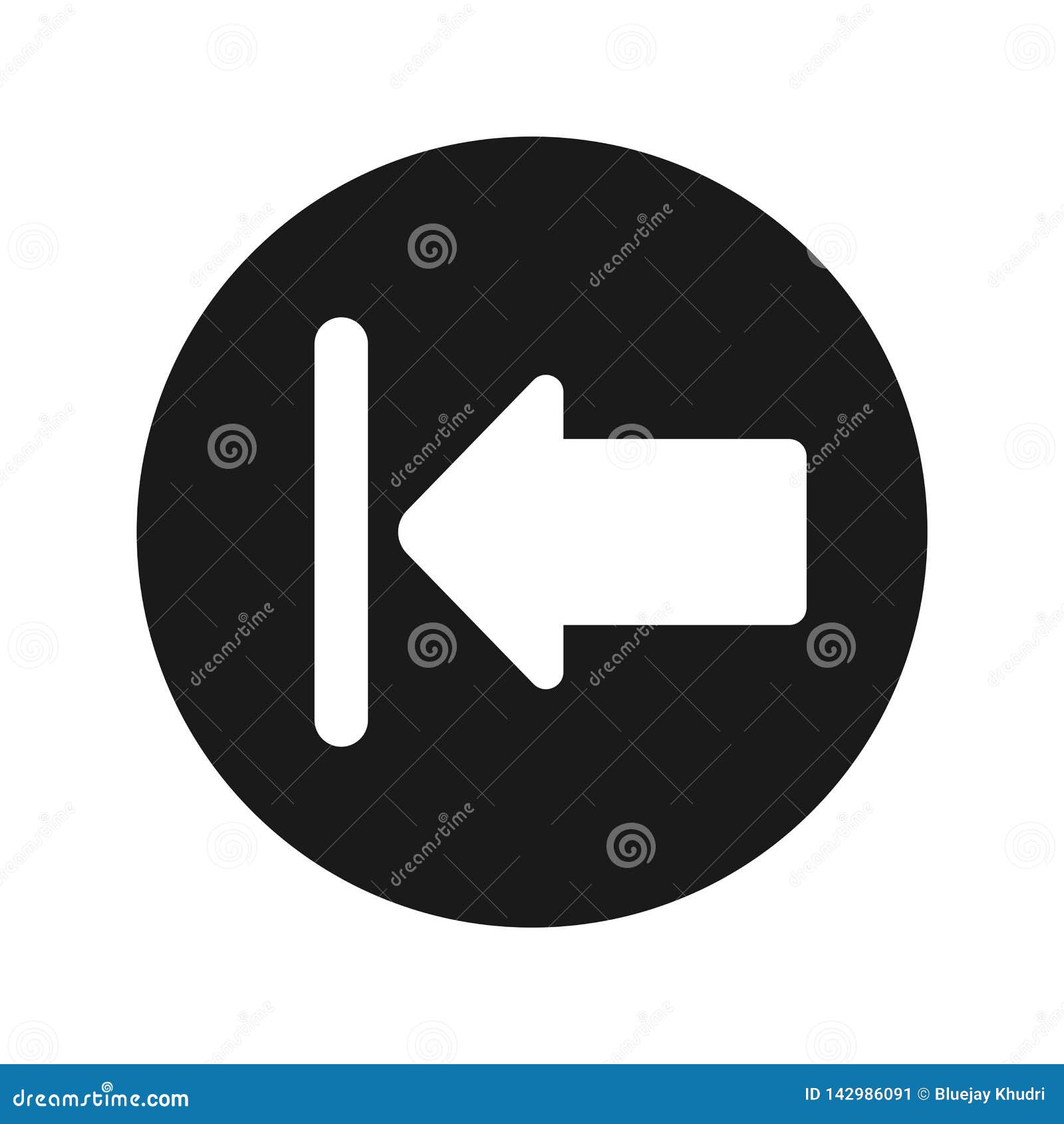 Back Icon Flat Black Round Button Vector Illustration Stock Vector ...