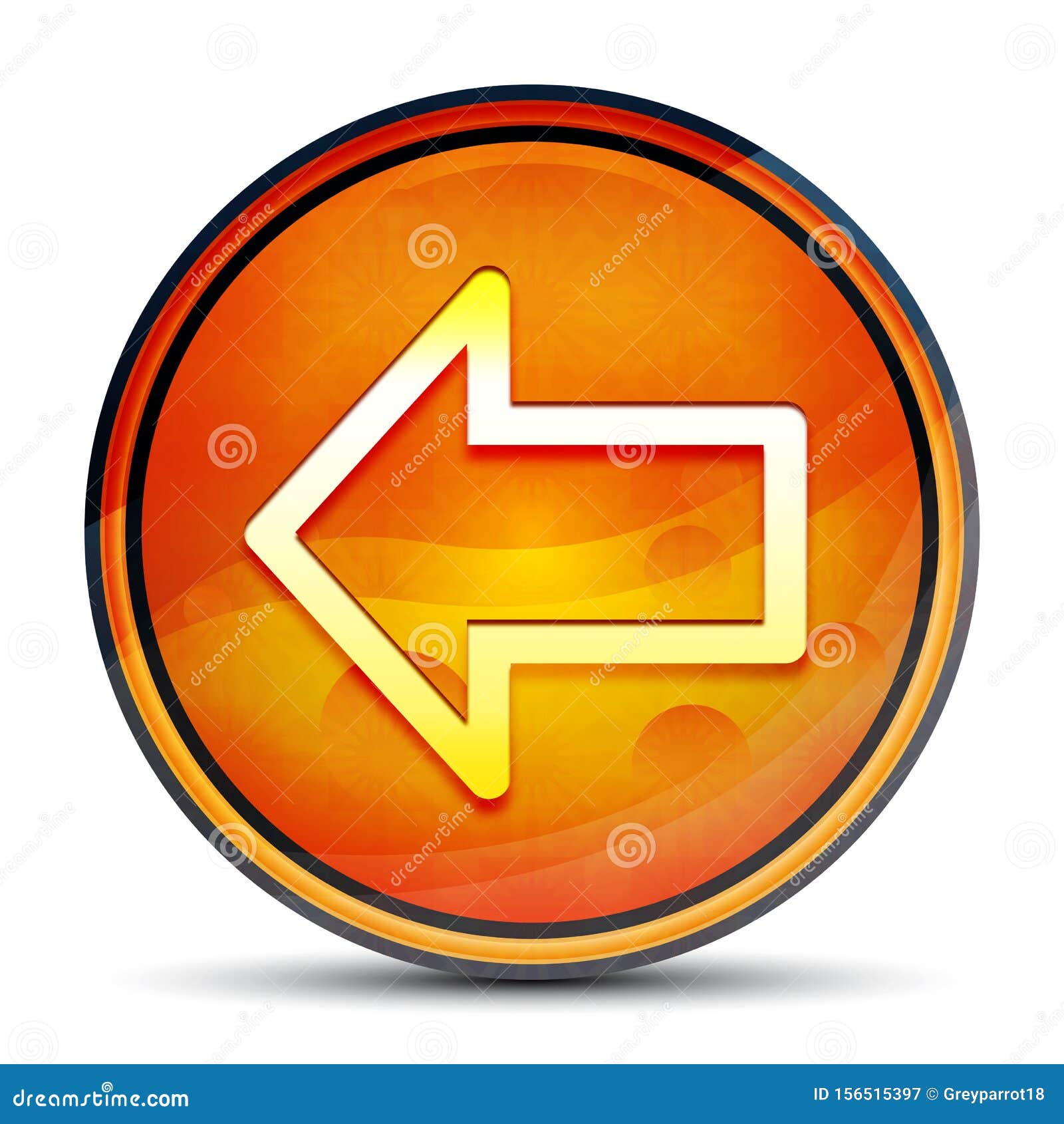 Back Icon Shiny Bright Orange Round Button Illustration Stock ...