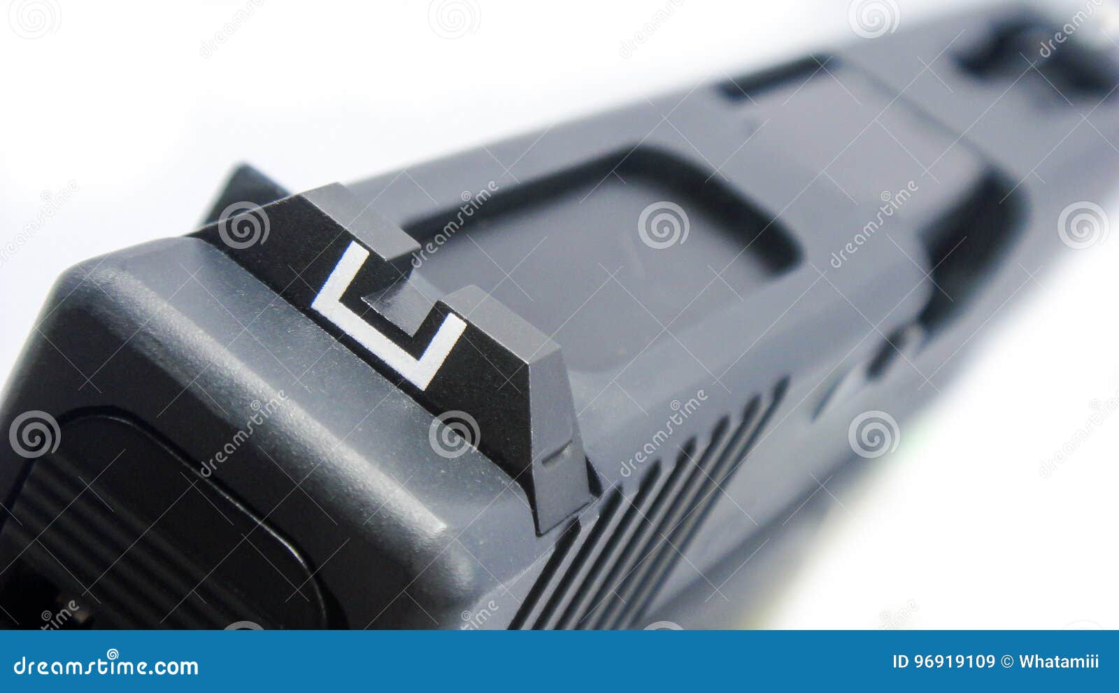 Back Iron Sight Handgun Isolated on White Background Stock Image ...