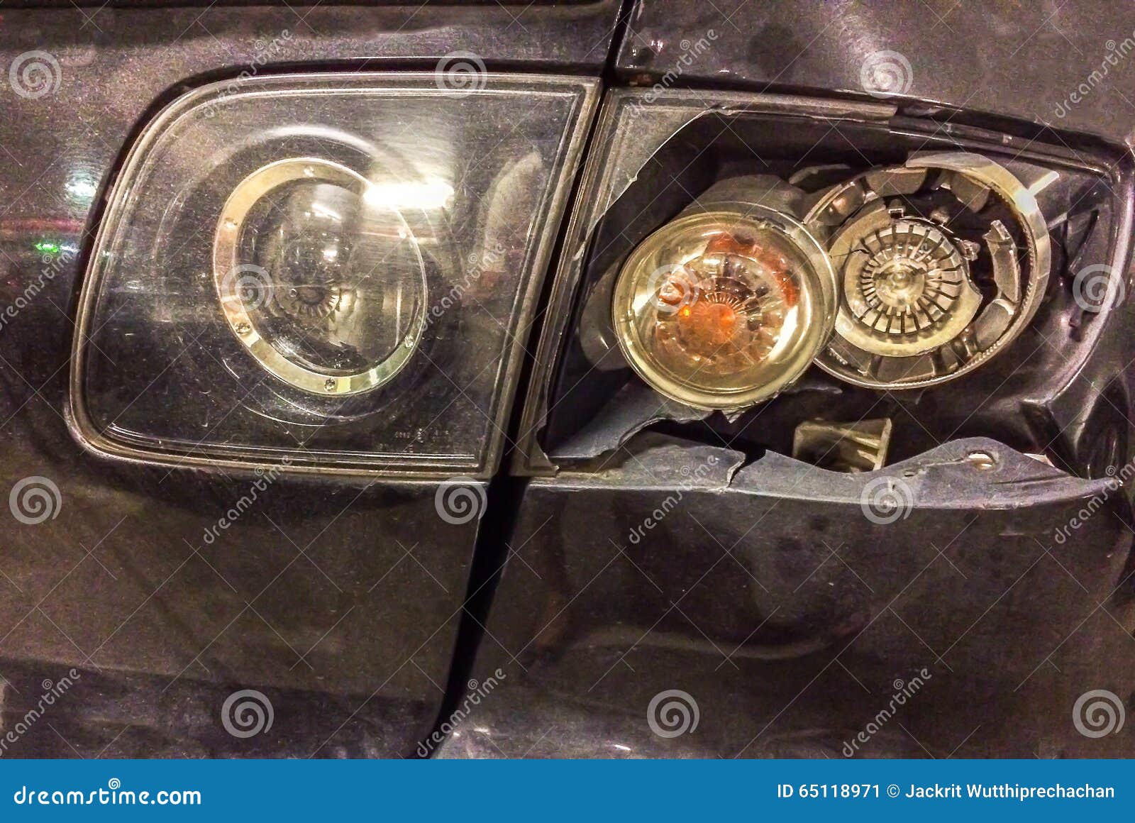 Back Light of Automobile Damage, Caused by Accident Waiting for Repair ...