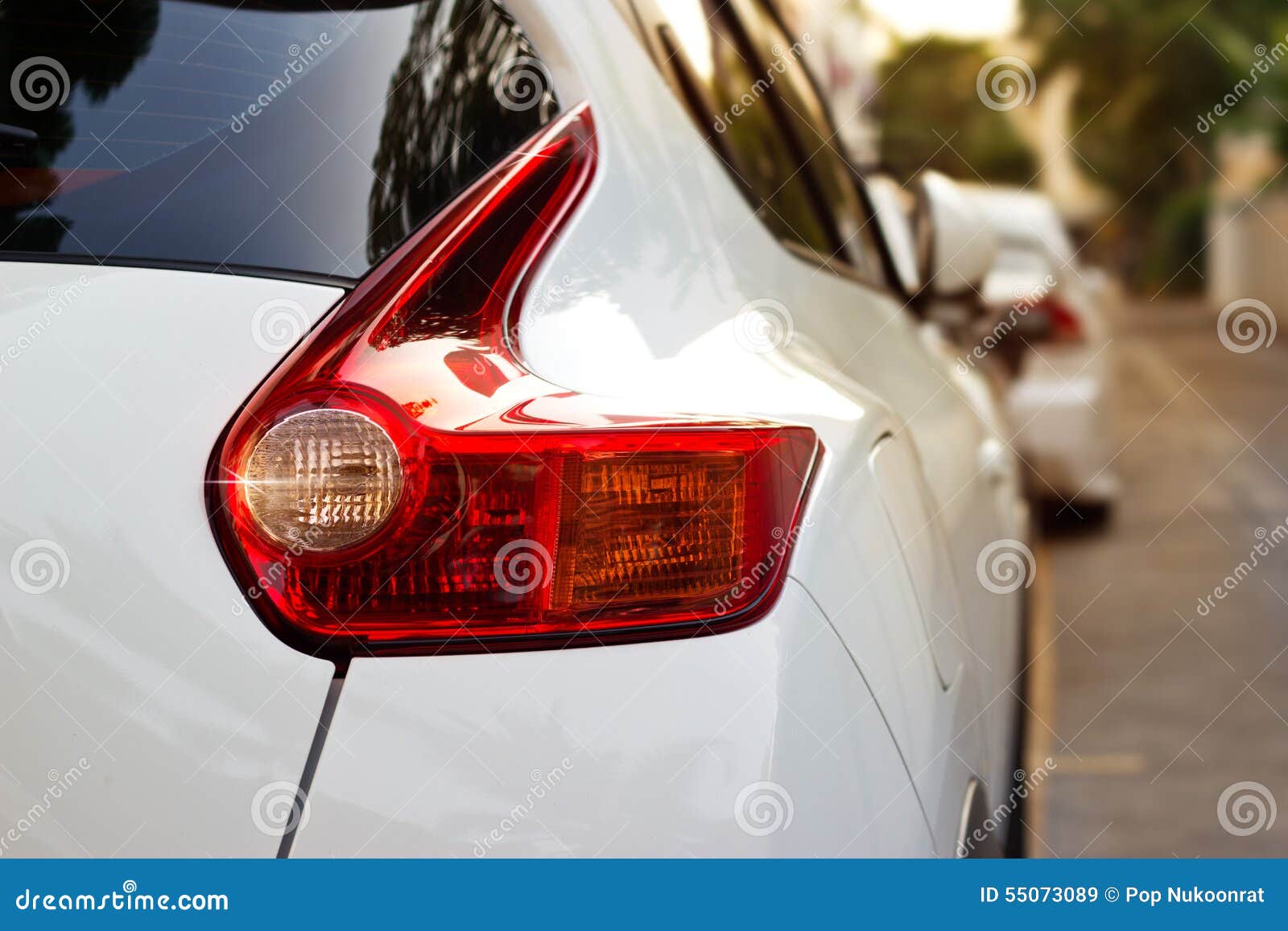 Back Light of City Car on the Street Background Stock Image - Image of ...