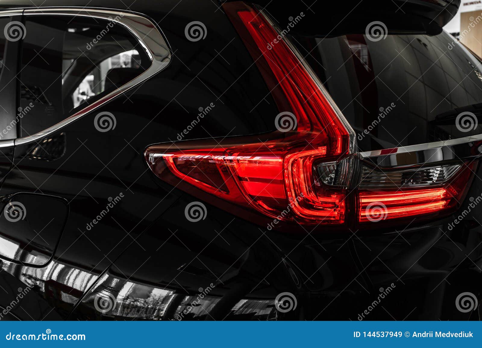 Back Lights of Black Car. Car Headlight. the Back of the Car Stock ...