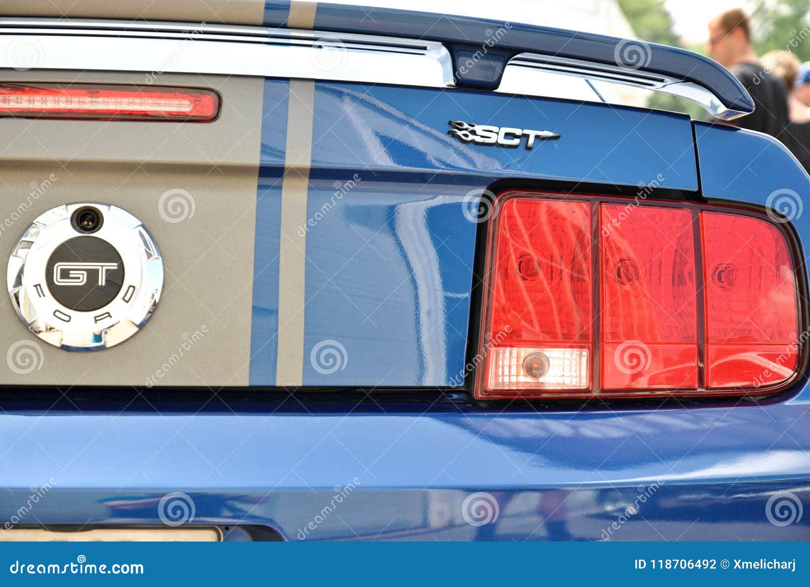 Back Lights of Blue Ford Mustang Editorial Photography - Image of ...