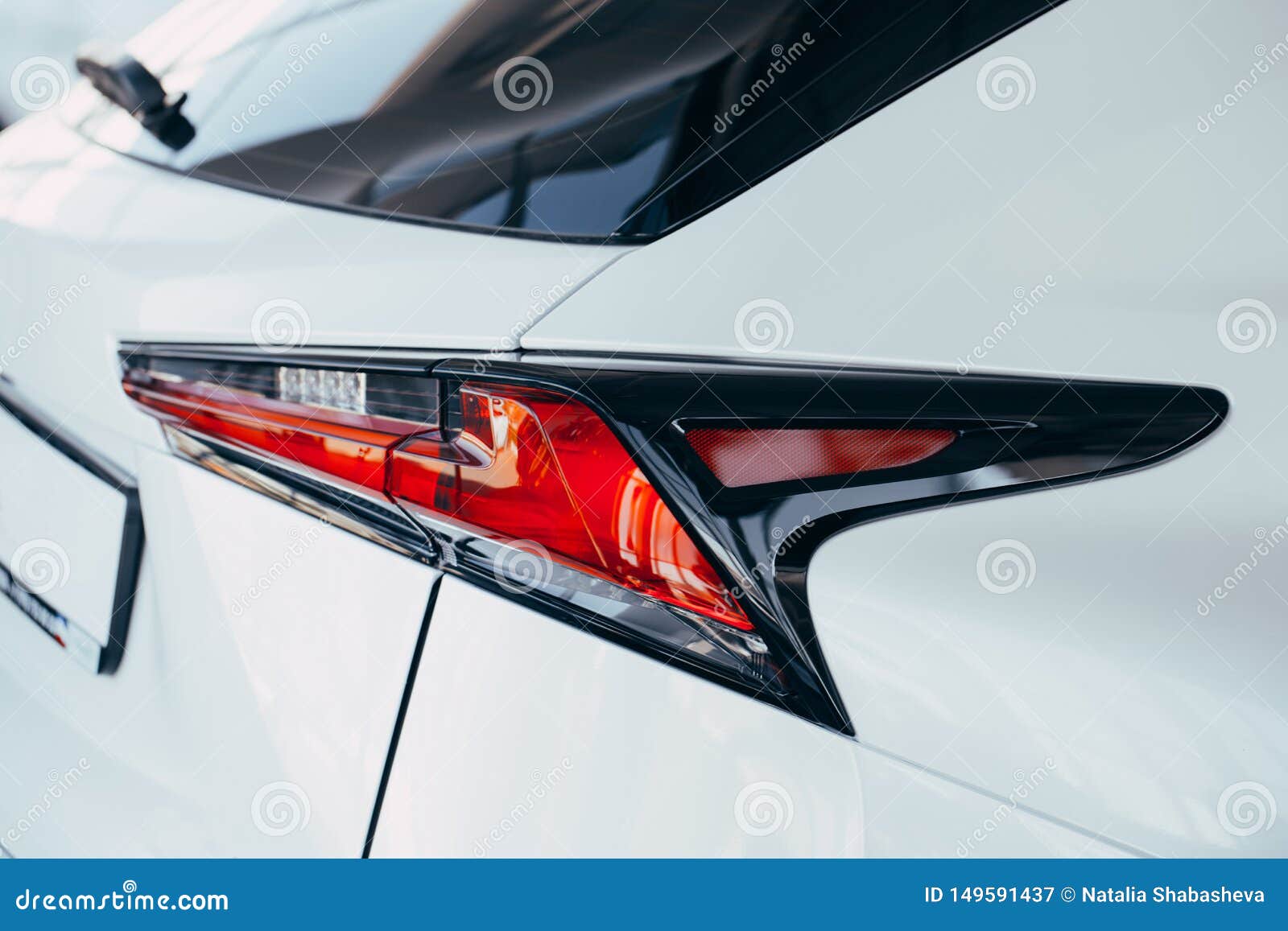 Back Lights of Modern White Car Stock Image - Image of quality ...