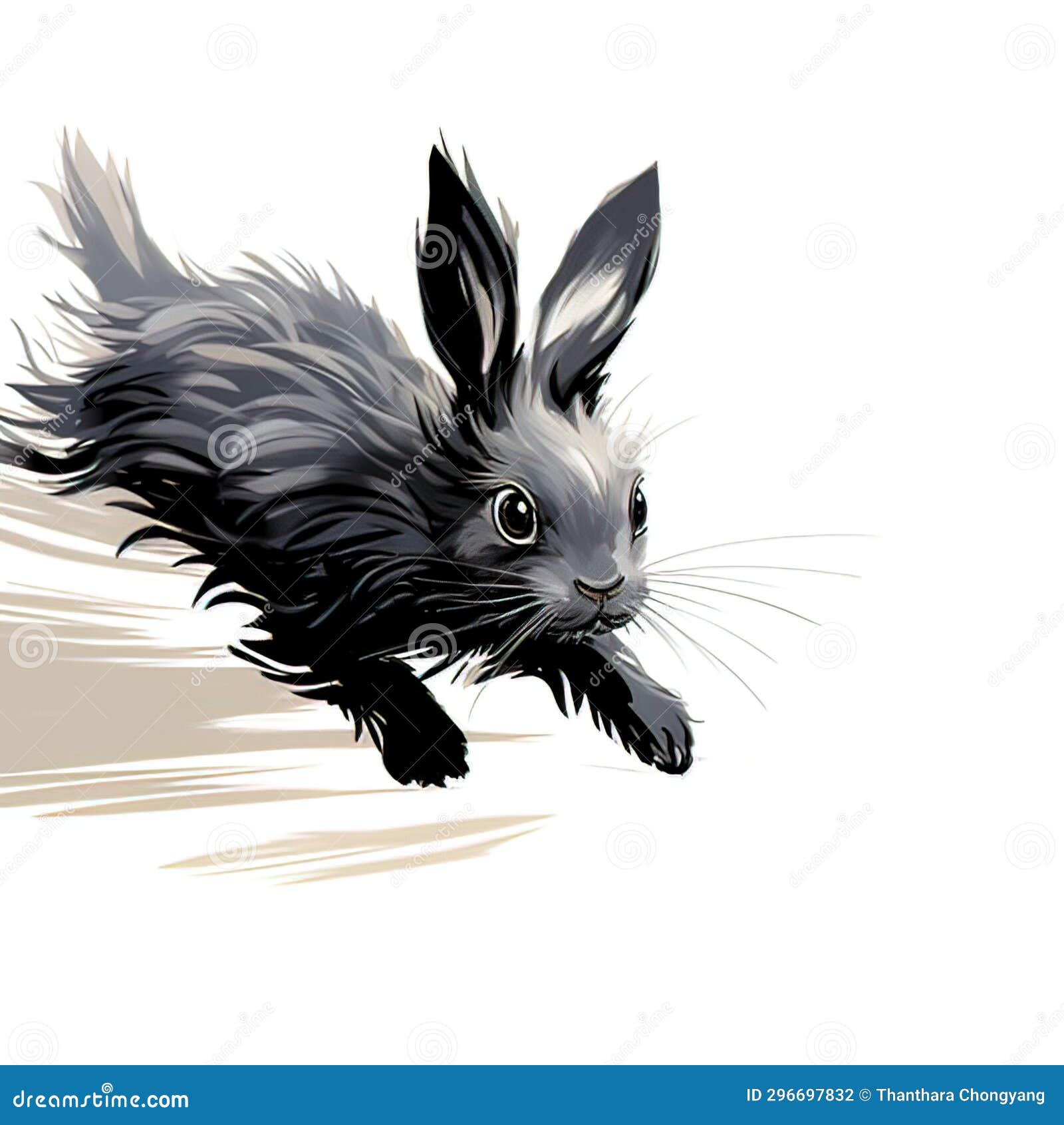 Back Lined Rabbit is Running on White Background Stock Illustration ...