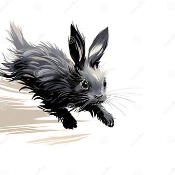 Back Lined Rabbit is Running on White Background Stock Illustration ...