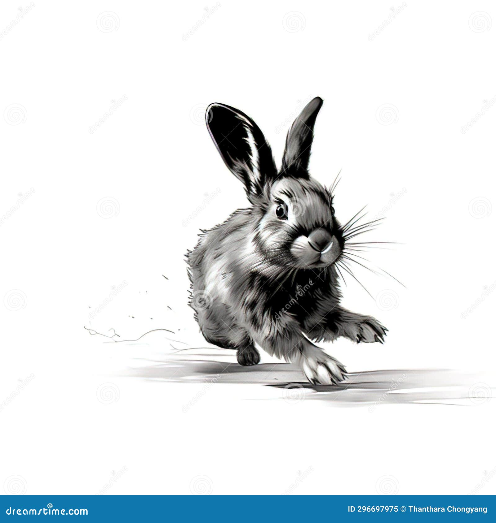Back Lined Rabbit is Running on White Background Stock Illustration ...