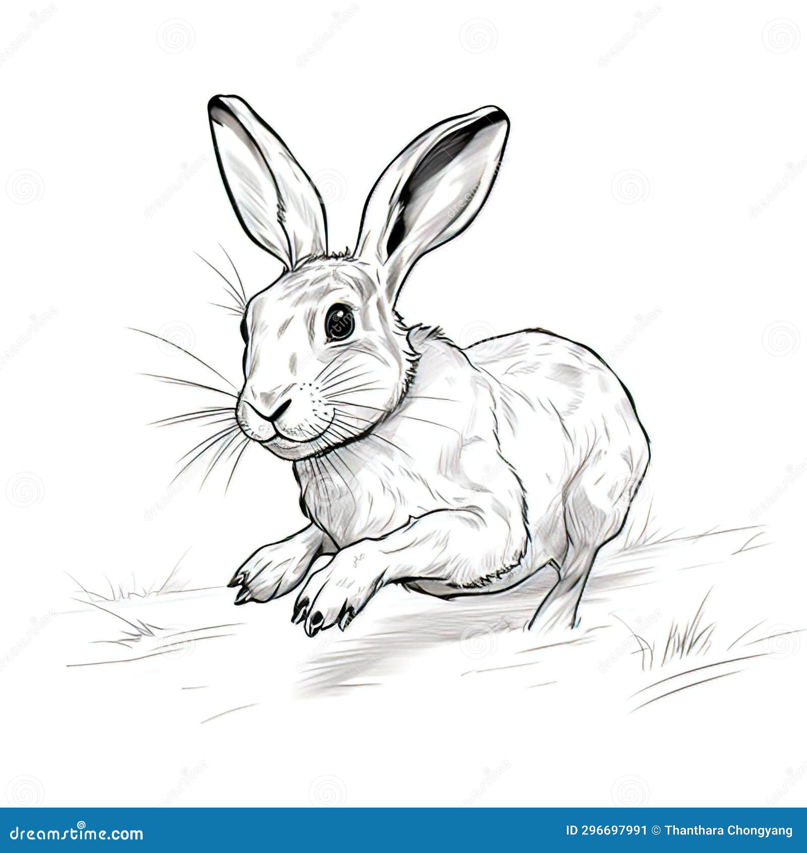 Back Lined Rabbit is Running on White Background Stock Illustration ...