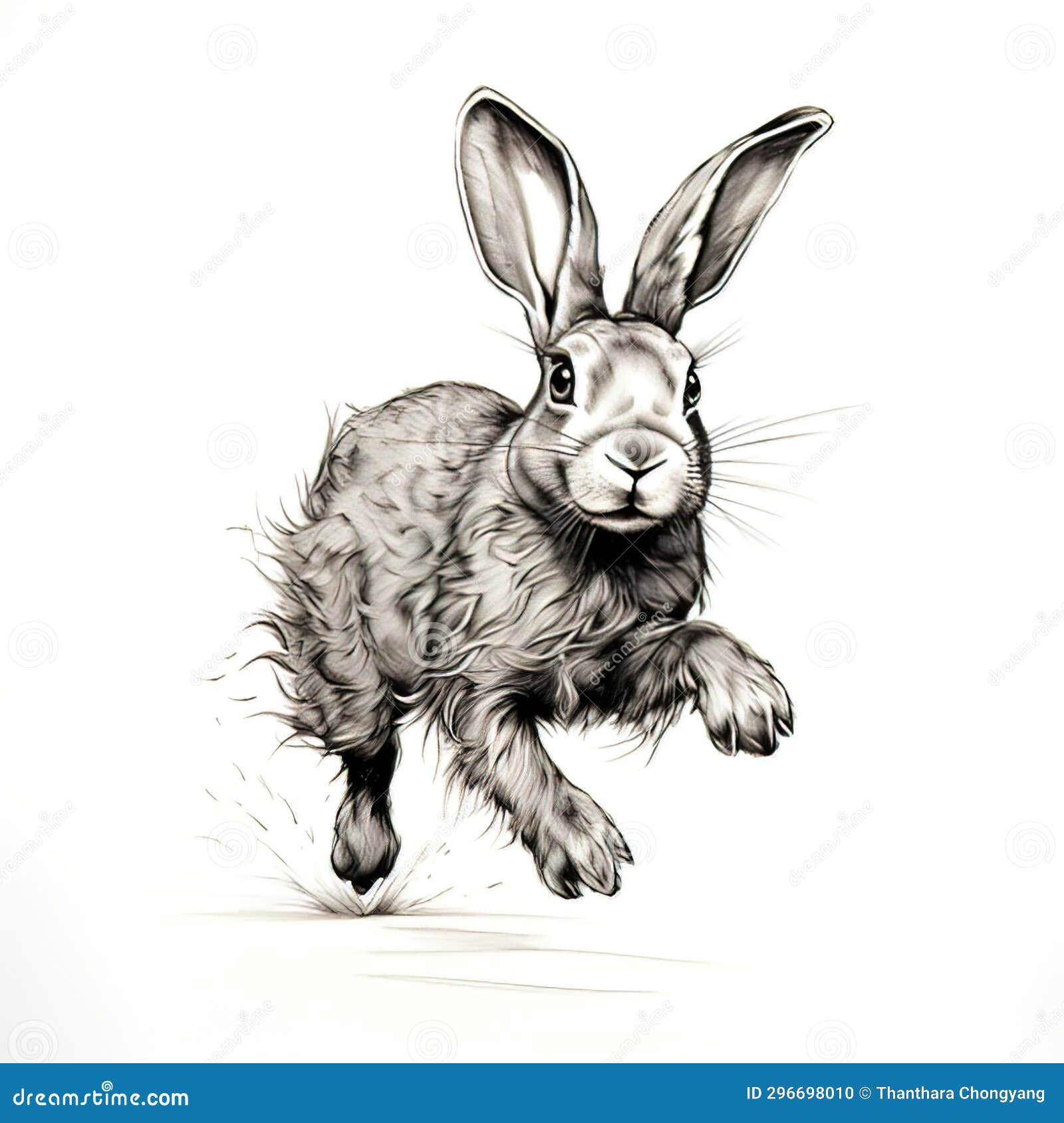 Back Lined Rabbit is Running on White Background Stock Illustration ...