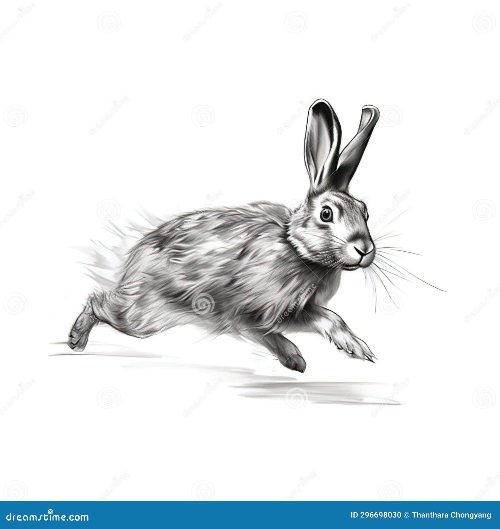 Back Lined Rabbit is Running on White Background Stock Illustration ...