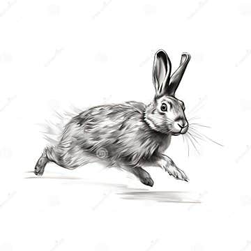 Back Lined Rabbit is Running on White Background Stock Illustration ...