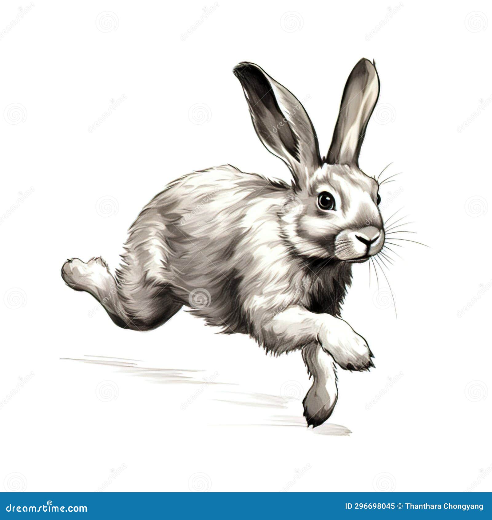 Back Lined Rabbit is Running on White Background Stock Illustration ...