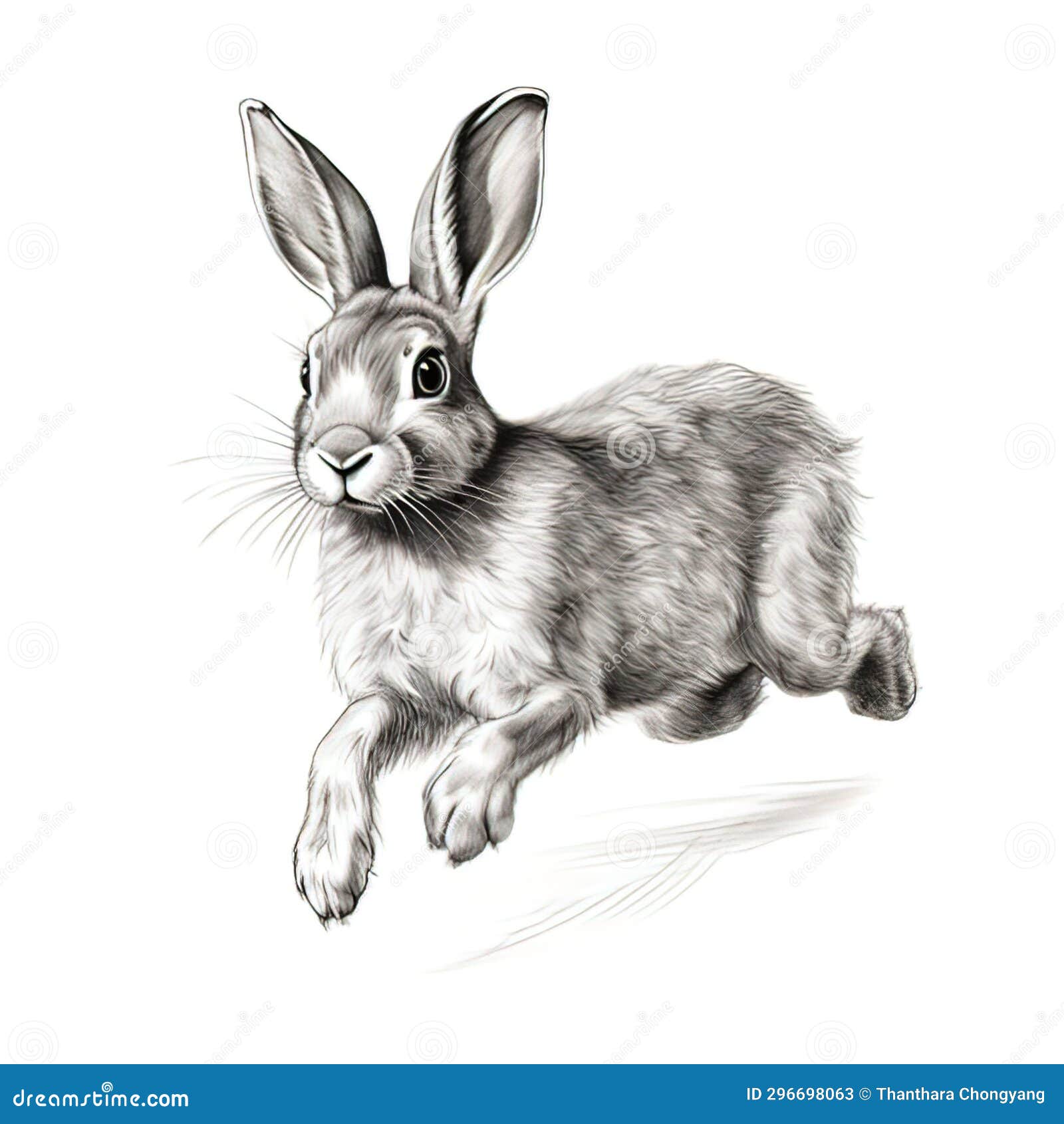 Back Lined Rabbit is Running on White Background Stock Illustration ...