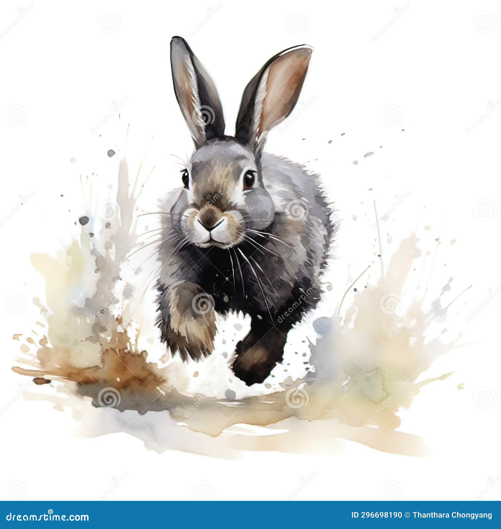 Back Lined Rabbit is Running on White Background Stock Illustration ...