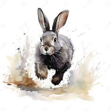 Back Lined Rabbit is Running on White Background Stock Illustration ...