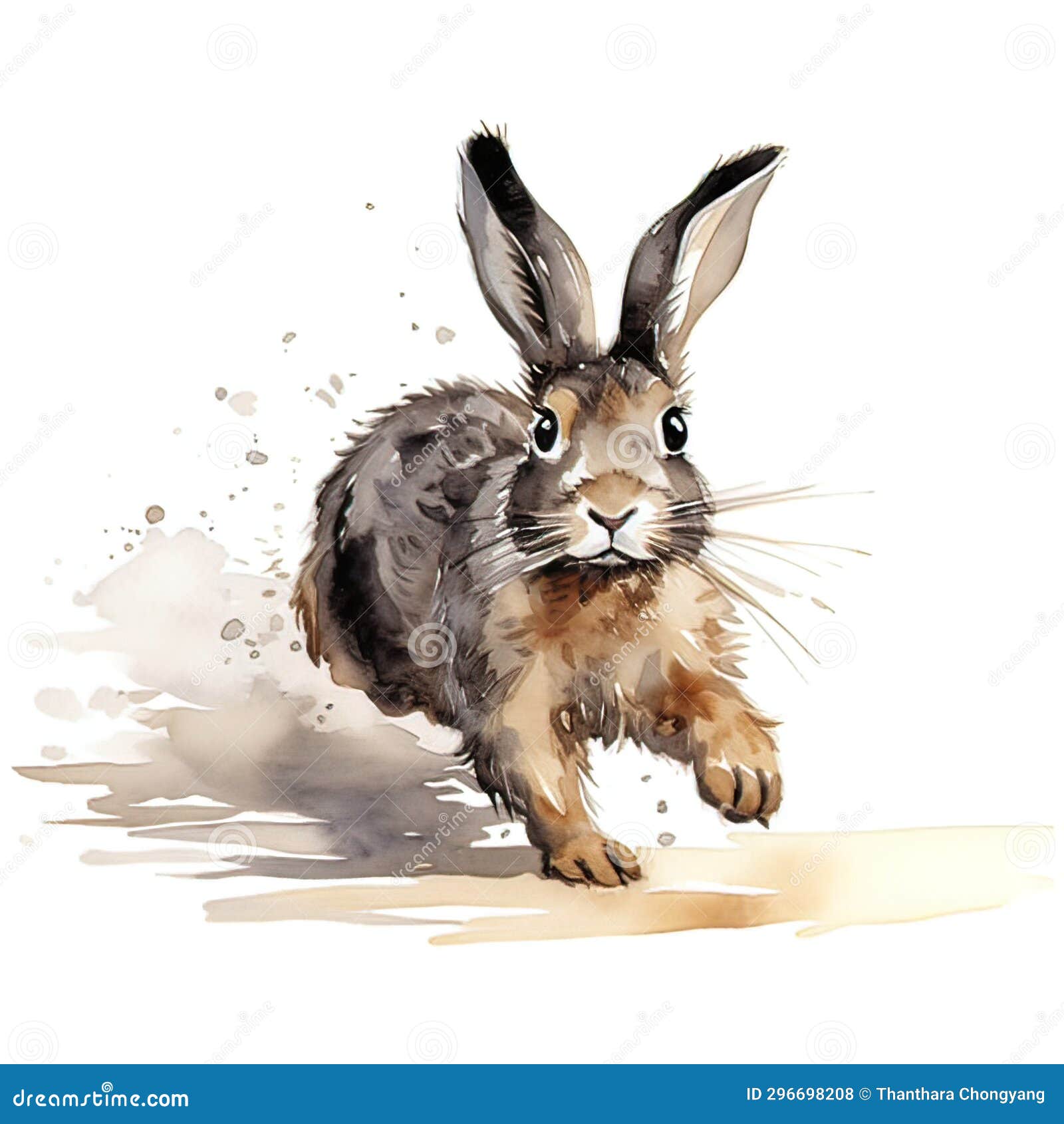 Back Lined Rabbit is Running on White Background Stock Illustration ...