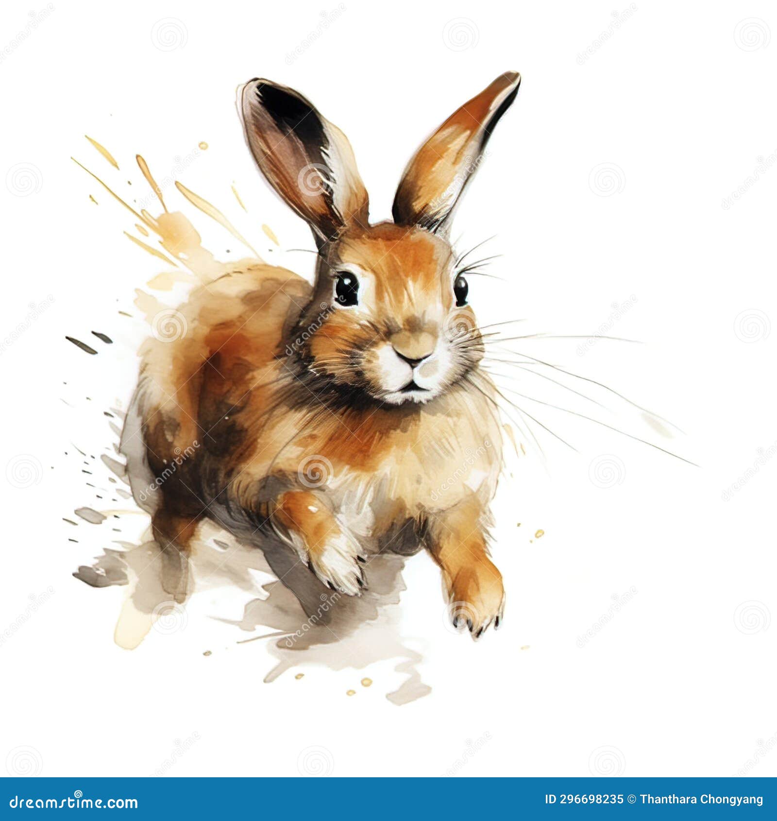 Back Lined Rabbit is Running on White Background Stock Illustration ...