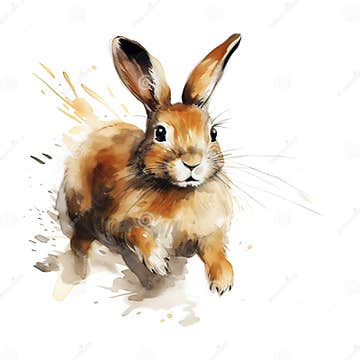 Back Lined Rabbit is Running on White Background Stock Illustration ...