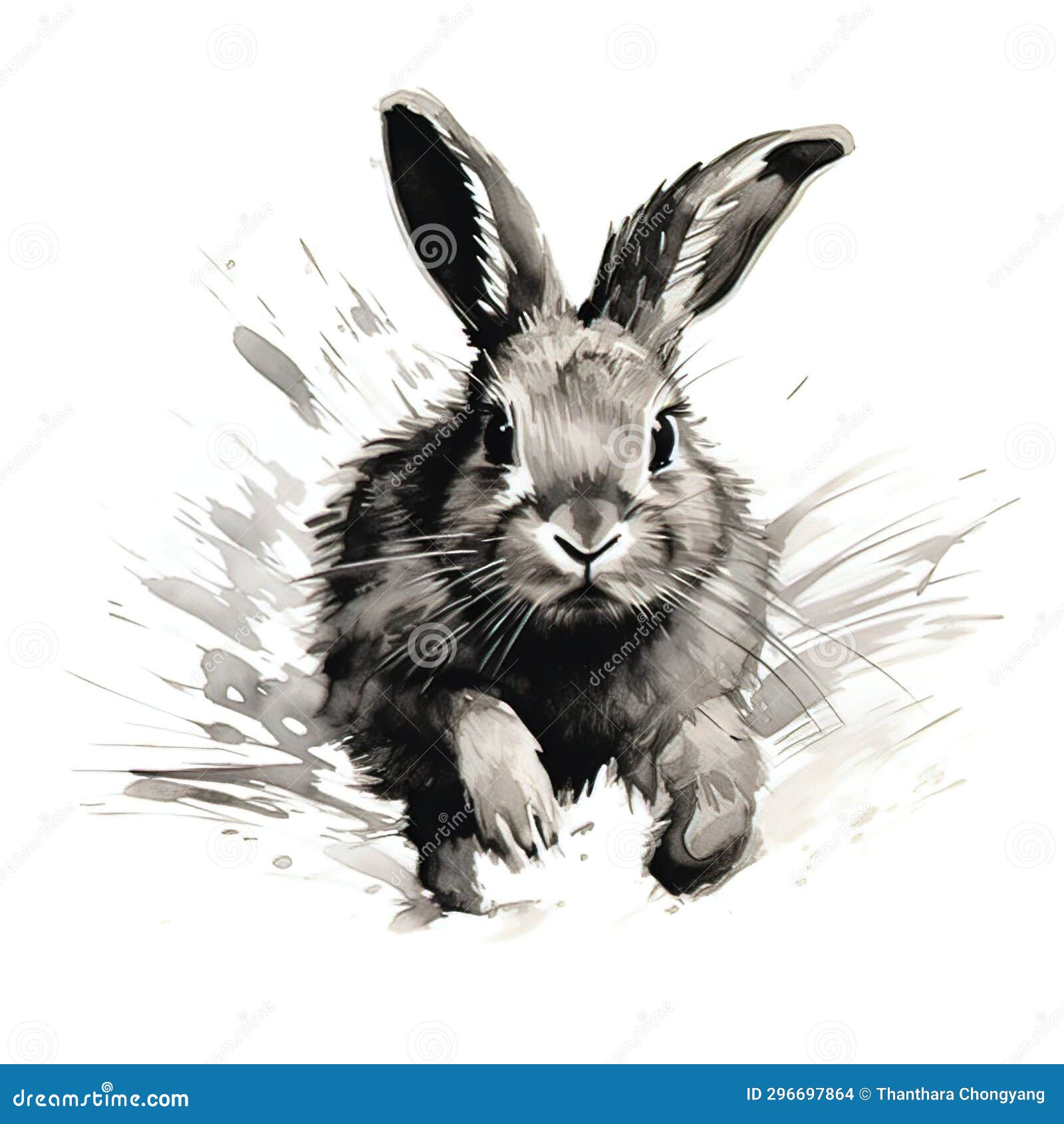 Back Lined Rabbit on White Background Stock Illustration - Illustration ...