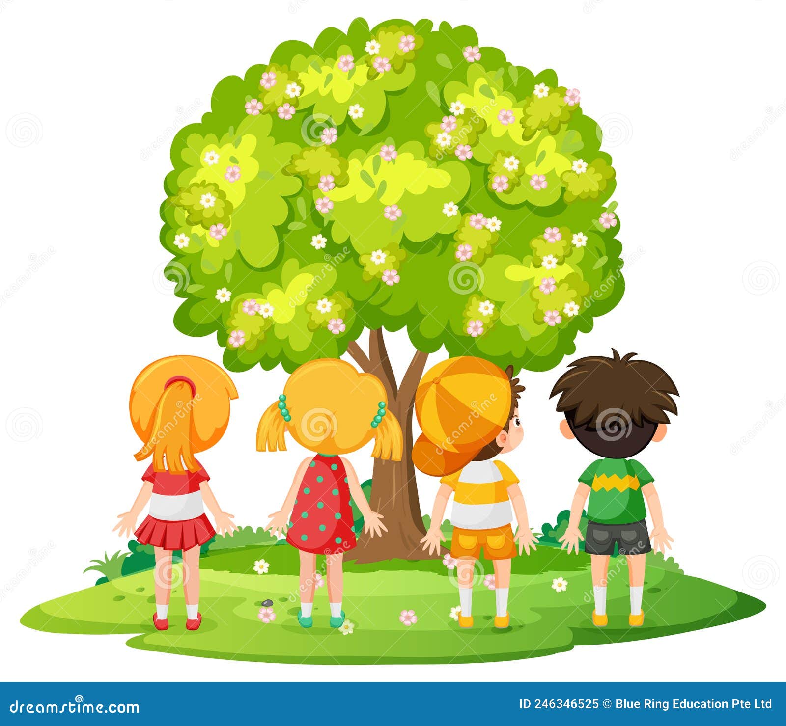Back of Little Kids Cartoon Characters Stock Vector - Illustration of ...