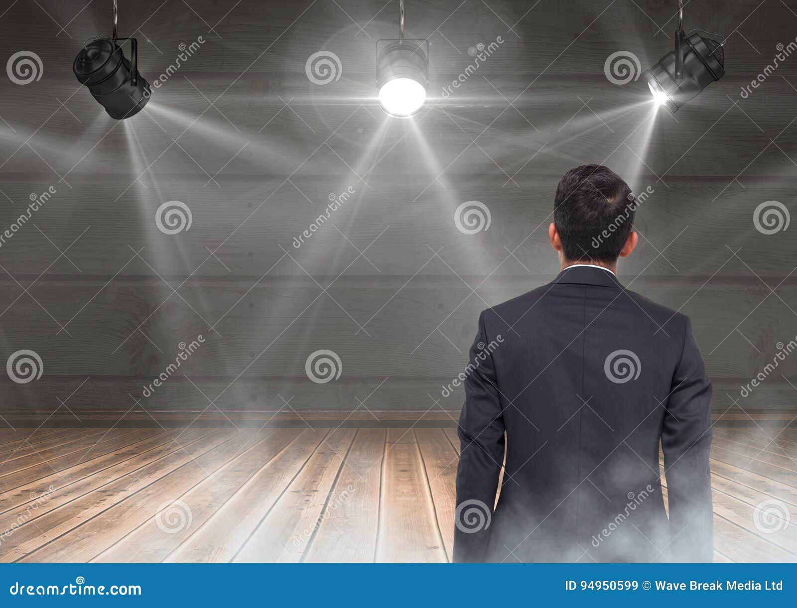 Back of Man Looking at Stage Lights Stock Image - Image of copy ...