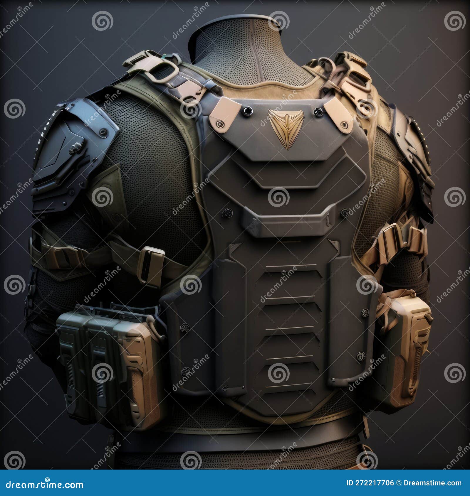 The Back of Man Wearing Tactical Vest. Generative AI Stock Illustration ...