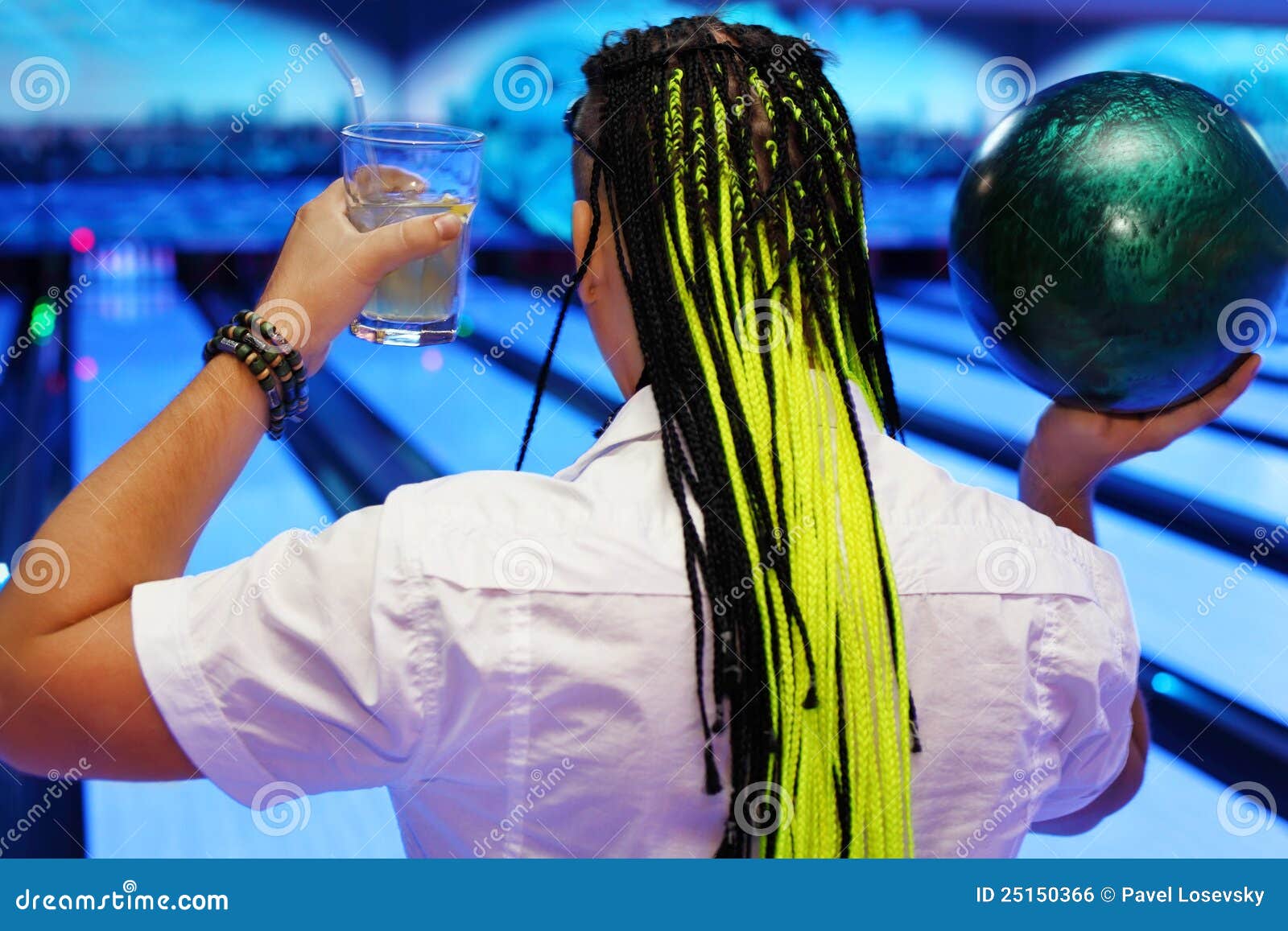 Back of Man, Which Holds Ball in Bowling Club Stock Photo - Image of ...