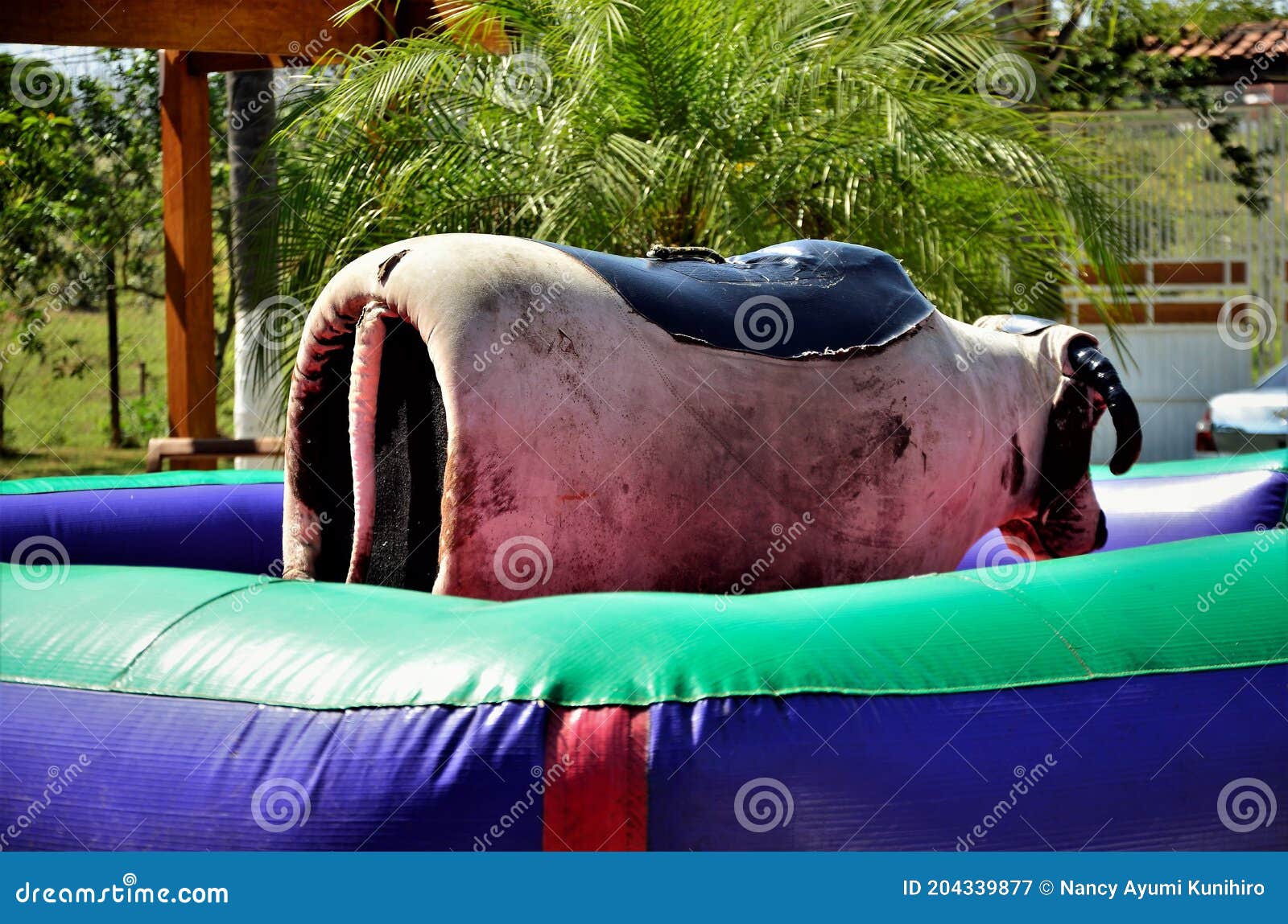Back of a Mechanical Bull in the Yard in the Sun Stock Image - Image of ...