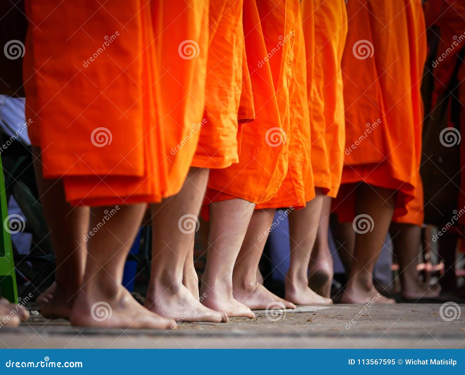 Back of the Monk Walking in the Line Stock Image - Image of asia ...